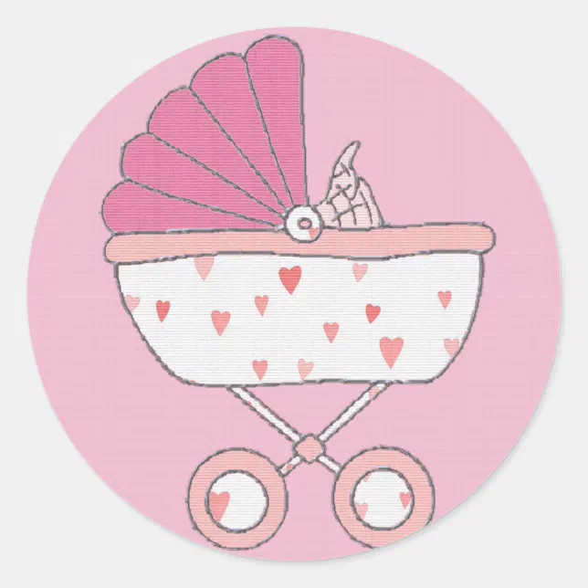 Pink Baby Carriage Sticker | Zazzle