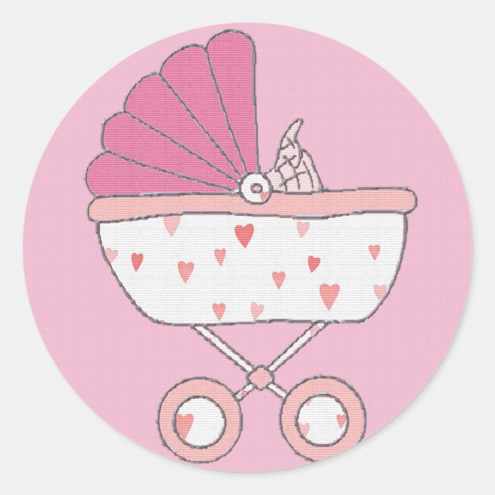 Pink Baby Carriage Sticker | Zazzle