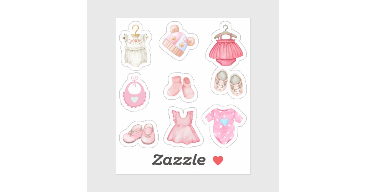 Pink Baby Clothes Stickers | Zazzle