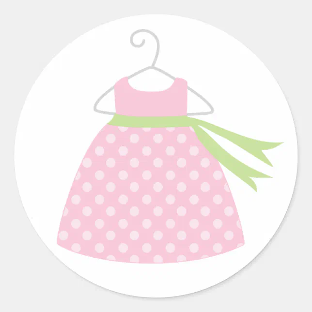 Pink Baby Dress Baby Shower Stickers | Zazzle