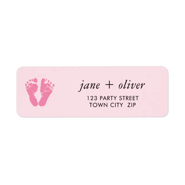 PINK BABY FEET cute foot prints Label | Zazzle