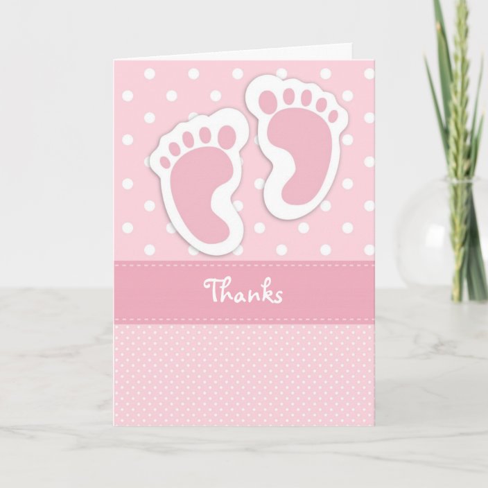 Pink Baby Foot Print Thank You Card | Zazzle.com