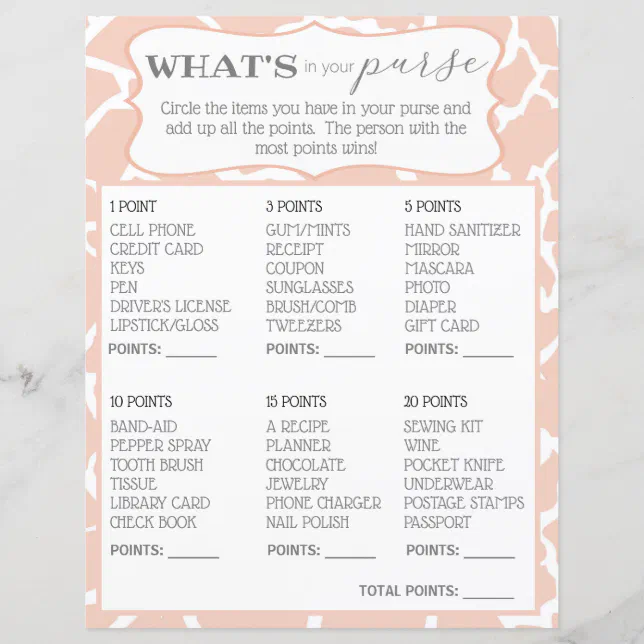 Pink Baby Girl Giraffe Whats In Your Purse | Zazzle