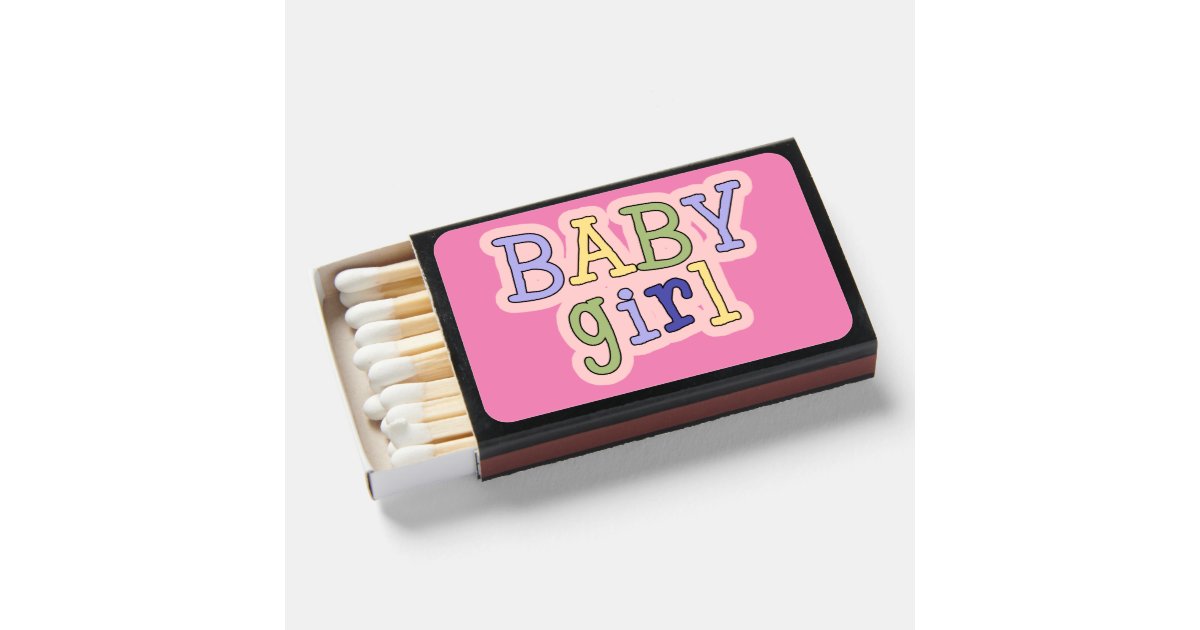 Pink Baby Girl New Baby Giveaway Matchbox Matchboxes | Zazzle