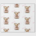 Pink Baby Girl Teddy Bear Baby Shower Wrapping Paper | Zazzle