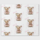 Pink Baby Girl Teddy Bear Baby Shower Wrapping Paper | Zazzle