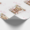 Pink Baby Girl Teddy Bear Baby Shower Wrapping Paper | Zazzle