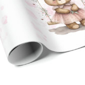 Pink Baby Girl Teddy Bear Baby Shower Wrapping Paper | Zazzle