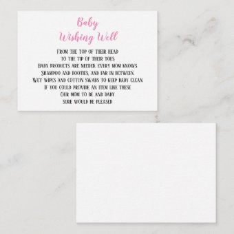 Pink Baby Girl Wishing Well Baby Shower Mini Cards | Zazzle