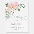 Pink Baby in Bloom Floral Baby Shower Welcome Sign | Zazzle