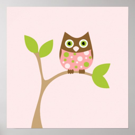 Pink Baby Owl Poster | Zazzle