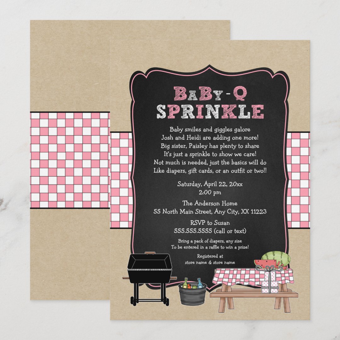 Pink Baby Q Sprinkle, BBQ Baby Shower, girl baby-q Invitation | Zazzle
