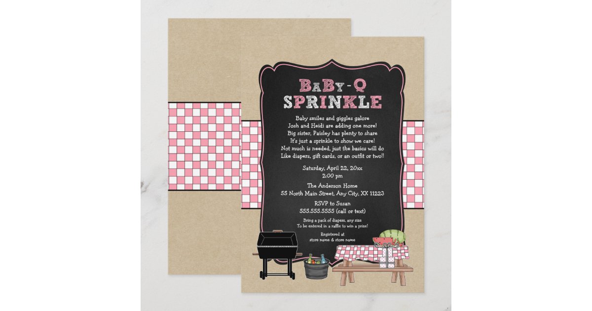 Pink Baby Q Sprinkle, BBQ Baby Shower, girl baby-q Invitation | Zazzle