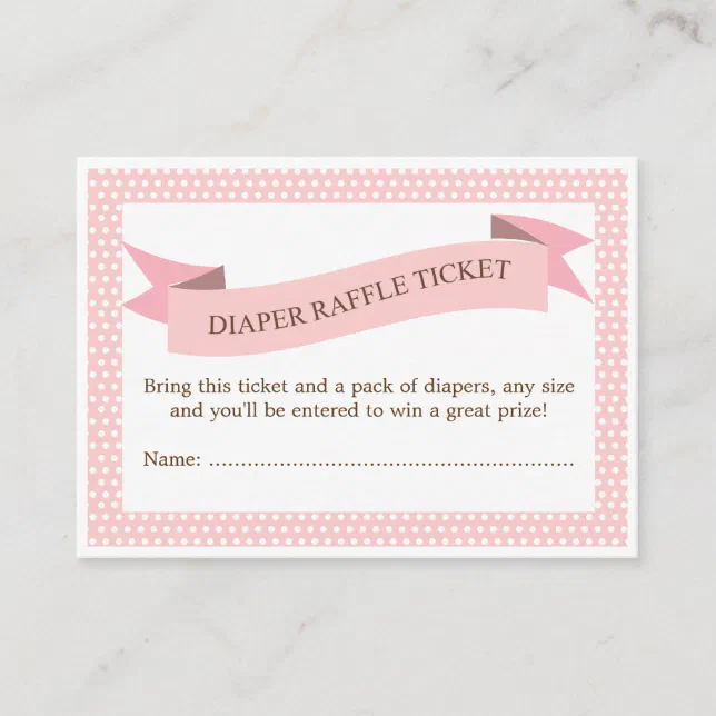 Pink Baby Shower Diaper Raffle Ticket Insert | Zazzle