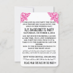 Pink Bachelorette Party VIP PASS Invitation | Zazzle