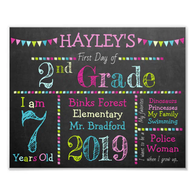 Pink Back to School Chalkboard Sign - Printable | Zazzle