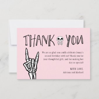 Pink Bad Two The Bone Birthday Thank You Card | Zazzle