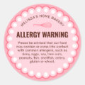 Pink Bakery Food Safety Allergens Alert Warning Classic Round Sticker ...