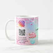 Pink bakery glitter cupcakes logo qr code coffee mug | Zazzle