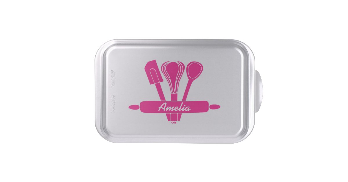 Pink Baking Tools Personalized Name Cake Pan | Zazzle
