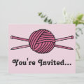 Pink Ball of Yarn & Knitting Needles Invitation | Zazzle