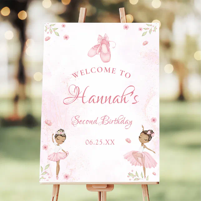 Pink Ballerina Ballet Birthday Welcome Sign | Zazzle