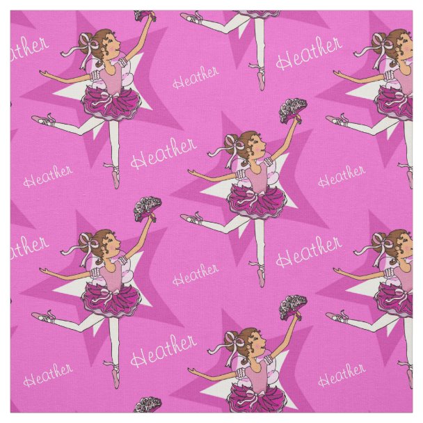 Ballet Ballerina Custom Fabric Pink Black | Zazzle