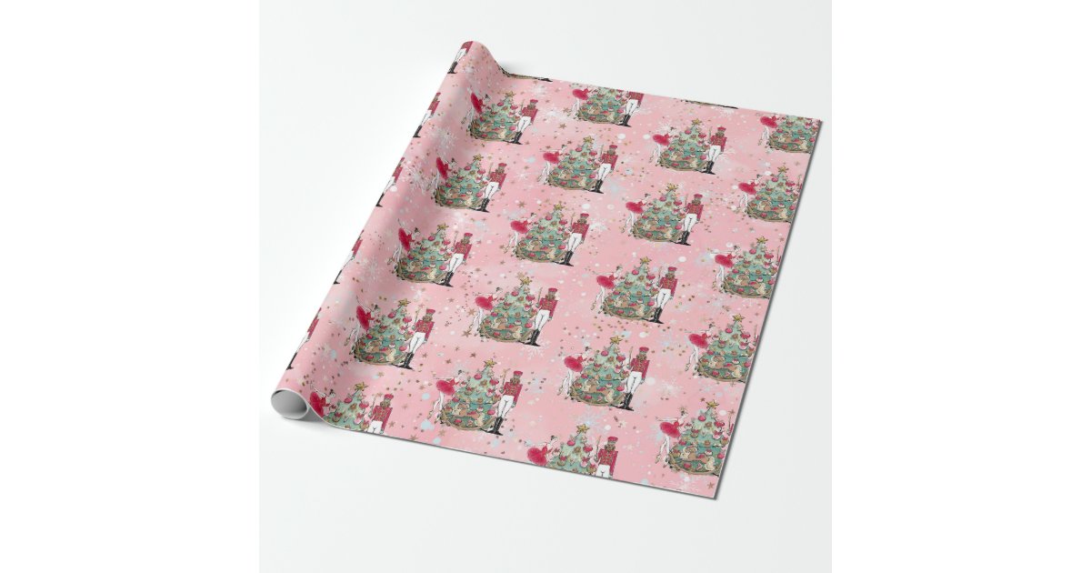 Pink Ballerina Holiday Nutcracker Christmas Paper | Zazzle