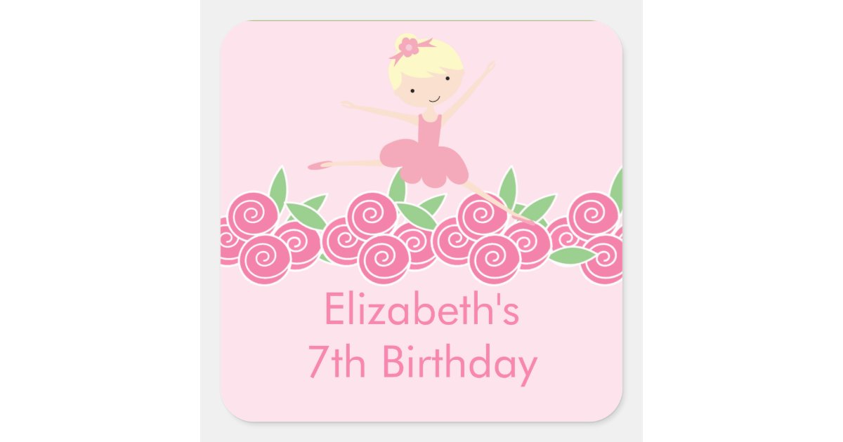 Pink Ballerina Tutu Dance Birthday Party Sticker | Zazzle