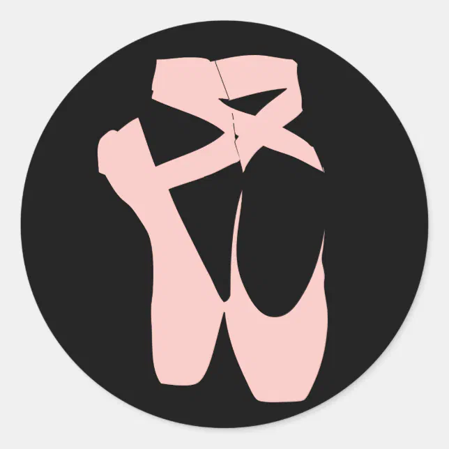 Pink ballet pointe shoes classic round sticker | Zazzle