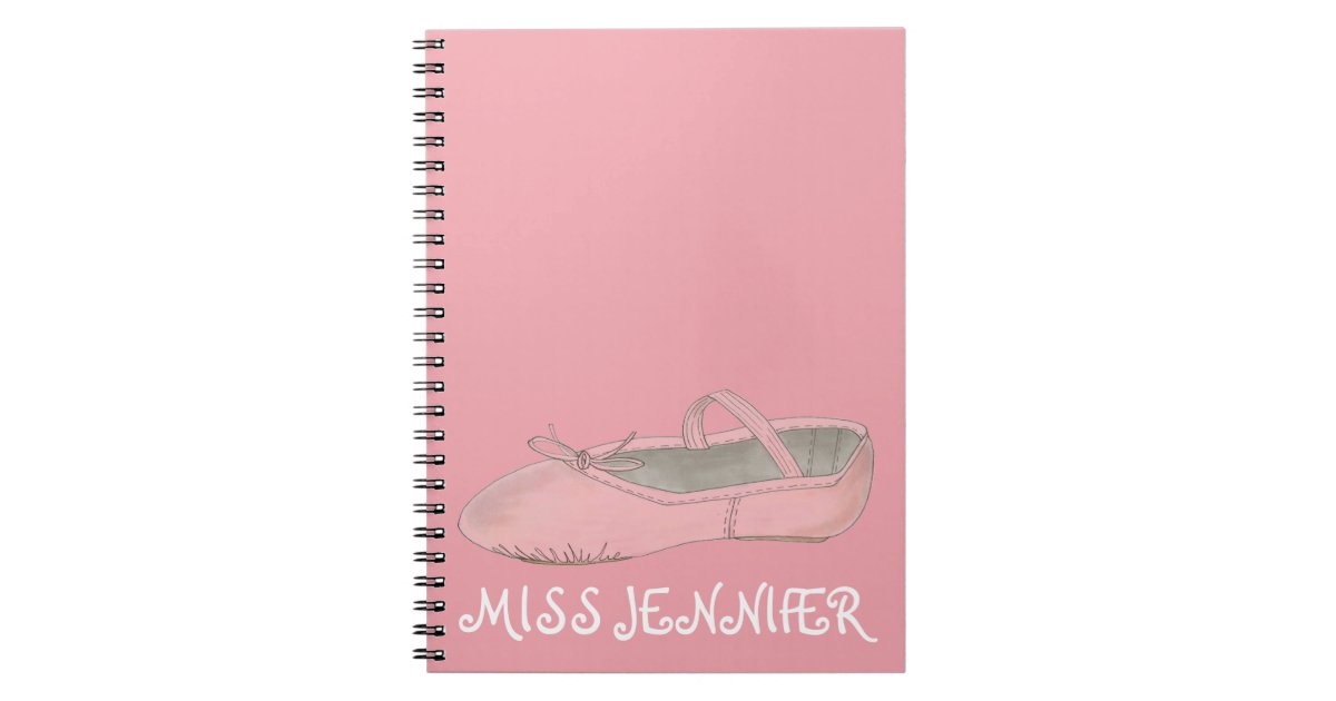 Pink Ballet Shoe Dance Teacher Gift Notebook | Zazzle