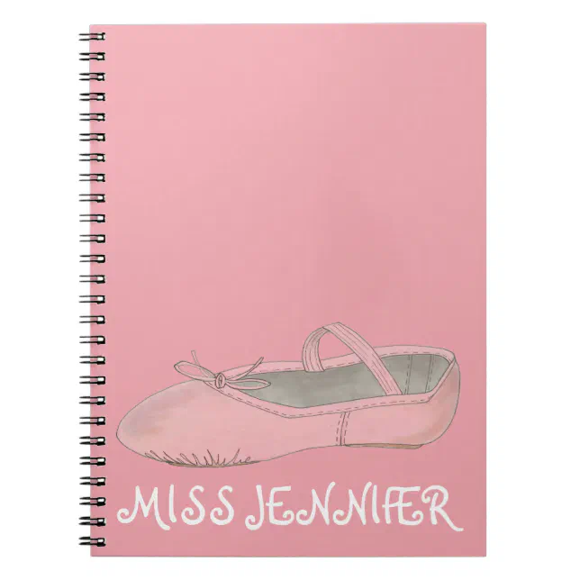 Pink Ballet Shoe Dance Teacher Gift Notebook | Zazzle
