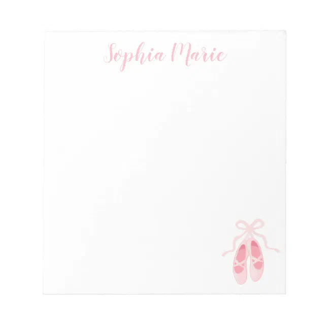 Pink Ballet Shoes Ballerina Girls Stationery Notepad | Zazzle