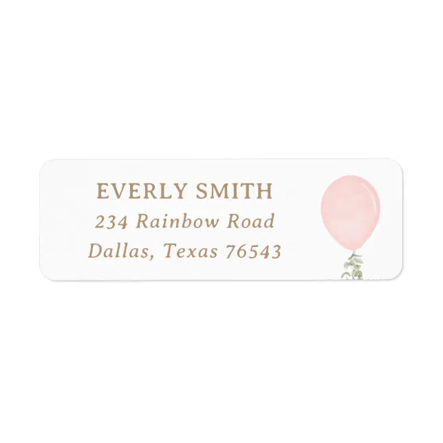 Pink Balloon Birthday Return Address Label | Zazzle
