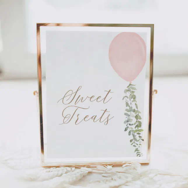 Pink Balloon Birthday Sweet Treats Sign | Zazzle