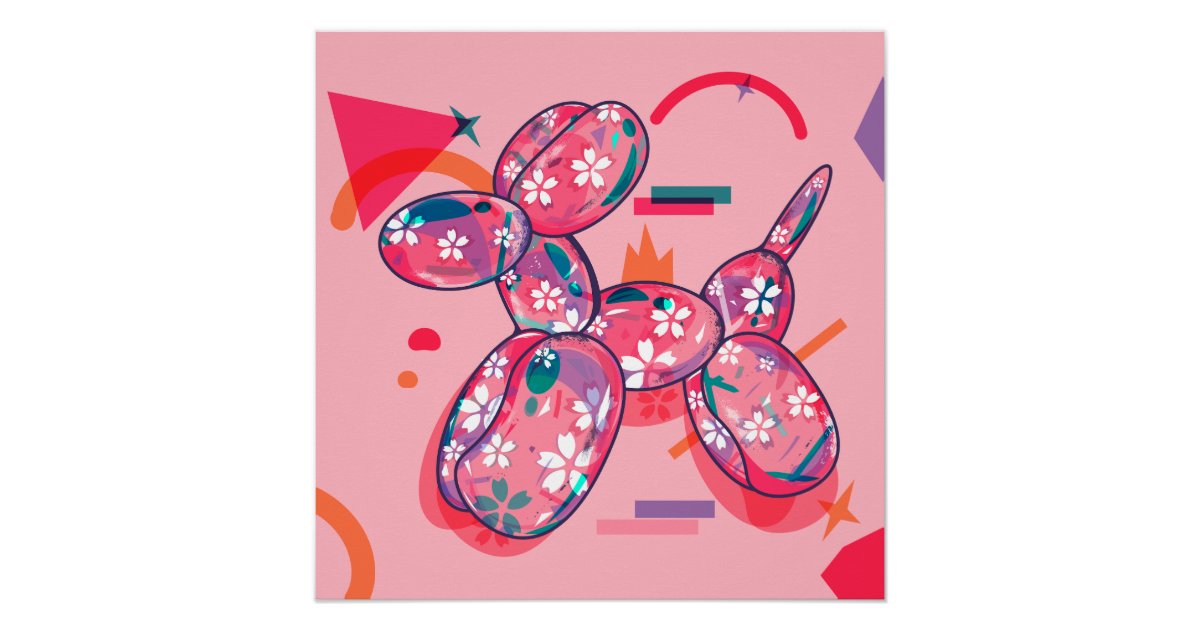 Pink balloon dog poster | Zazzle