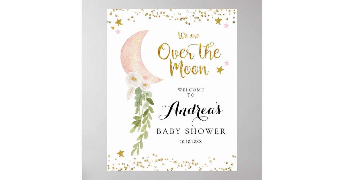 Pink Balloon Over The Moon Welcome Sign | Zazzle