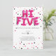 Pink Balloons | Hi Five 5th Birthday Invitation | Zazzle