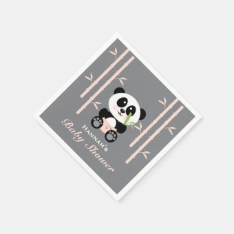 Pink Bamboo Panda in Diapers Baby Shower Napkins | Zazzle