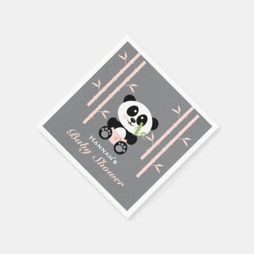 Pink Bamboo Panda in Diapers Baby Shower Napkins | Zazzle