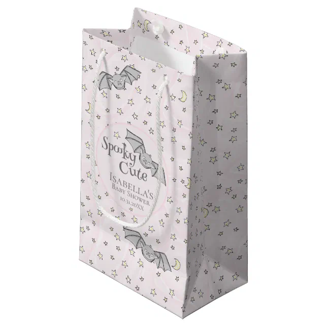 Pink Bats Spooky Cute Baby Shower Small Gift Bag | Zazzle