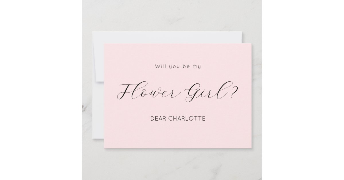 Pink Be My Flower Girl Script Invitation | Zazzle