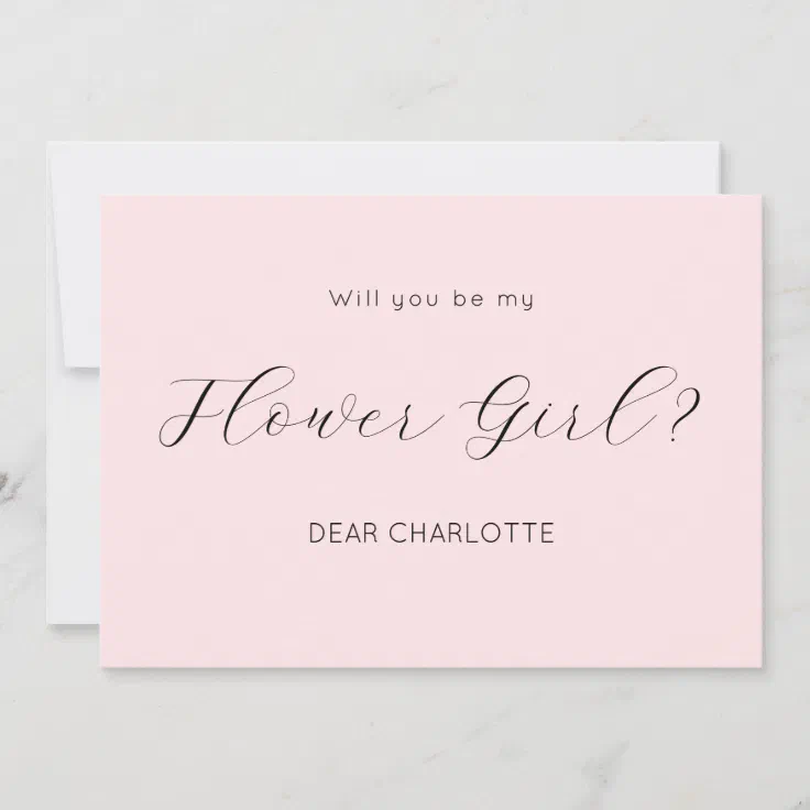 Pink Be My Flower Girl Script Invitation | Zazzle