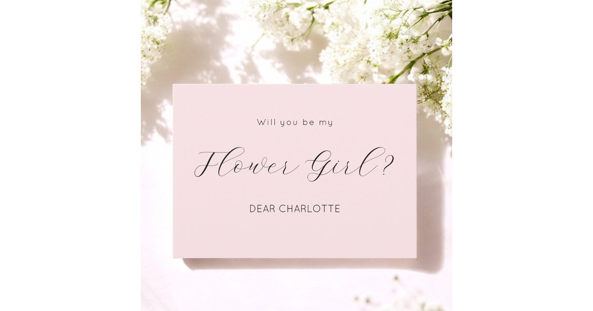 Pink Be My Flower Girl Script Invitation | Zazzle