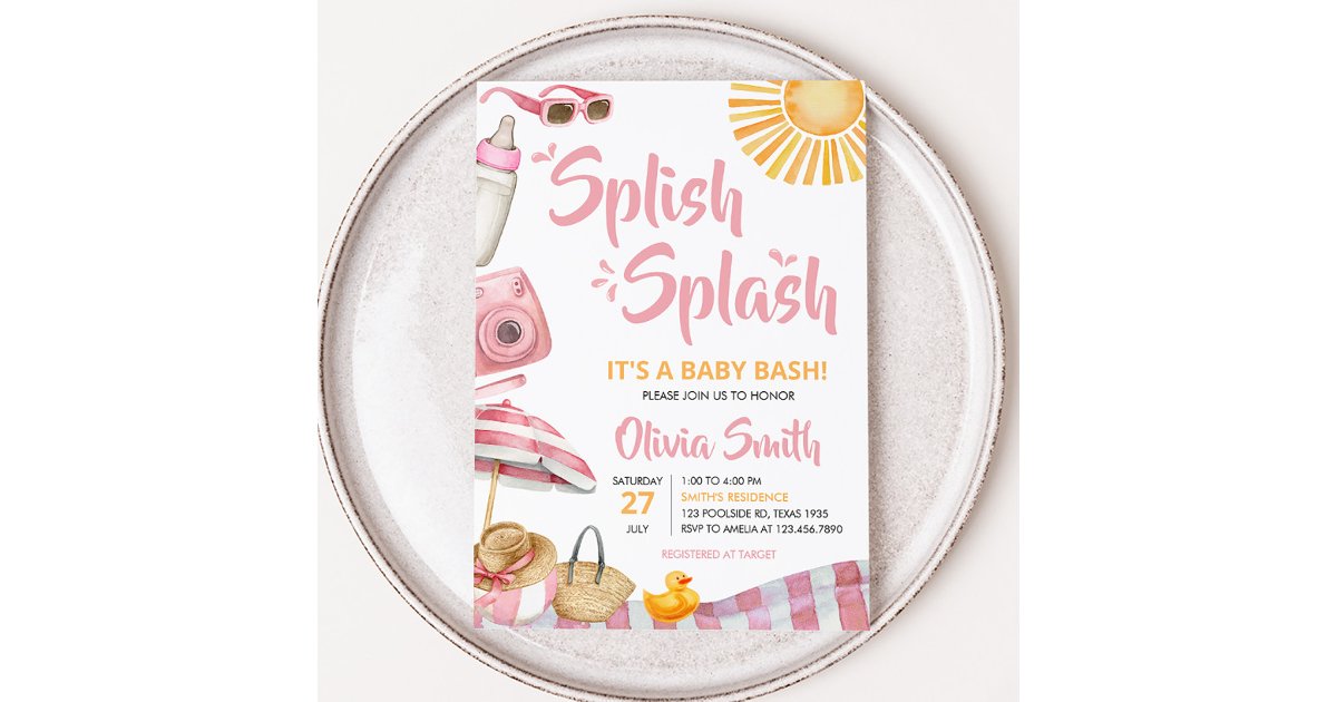 Pink Beach Summer Baby Shower Invitation | Zazzle