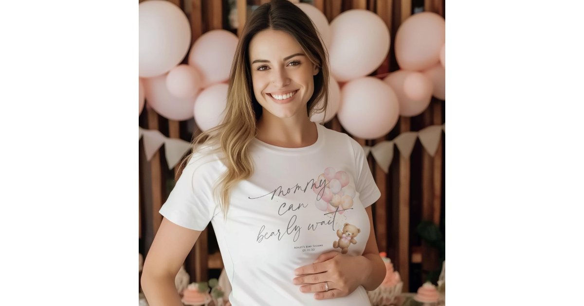 Pink Bearly wait, Mommy to be Baby Girl Shower T-Shirt | Zazzle