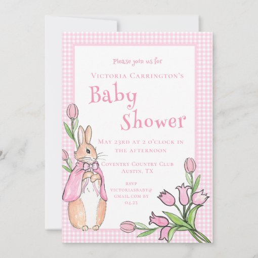Pink Beatrix Potter Animal Theme Baby Shower Invitation | Zazzle