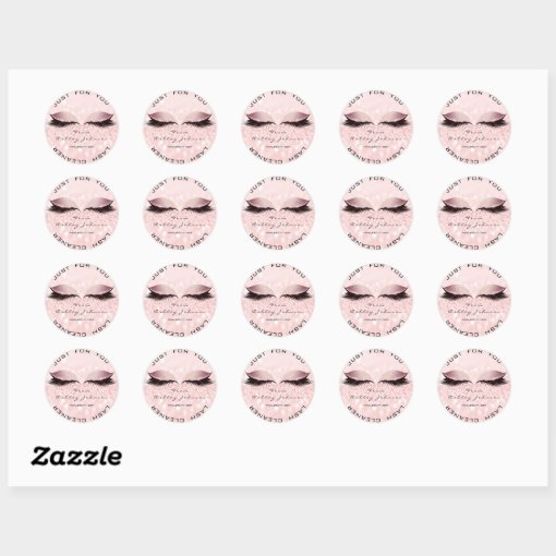 Pink Beauty Glitter Blush Lashes Makeup Cleaner Classic Round Sticker ...