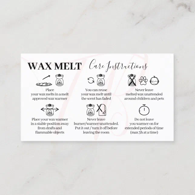 Pink Beauty Wax Melt Care Instructions Business Card | Zazzle