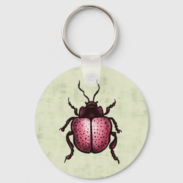 Pink Beetle QR Code Cute Insect Art Entomology Keychain | Zazzle